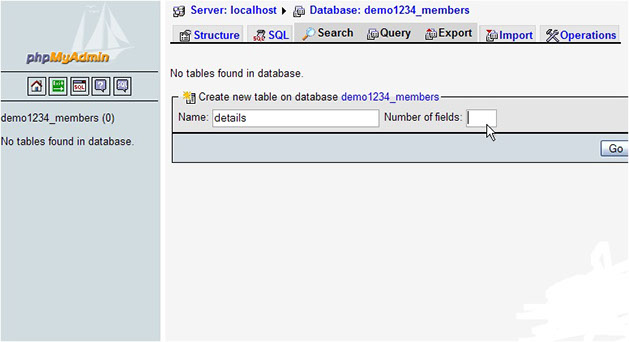 Creating tables in a database with phpMyAdmin Creating tables in a database with phpMyAdmin